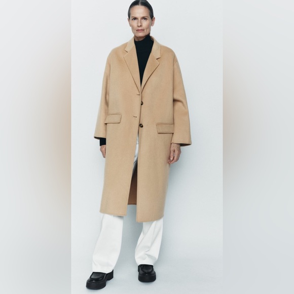 Zara | Jackets & Coats | Zara Double Faced Wool Blend Coat Zw ...